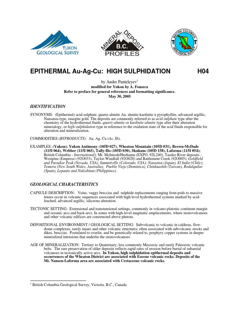 h04 High Sulphidation Epithermal Au Ag Cu | PDF | Volcano | Rock (Geology)