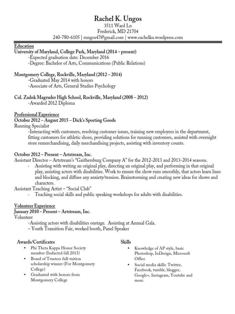Rachel Un Go S Resume 2015 | PDF