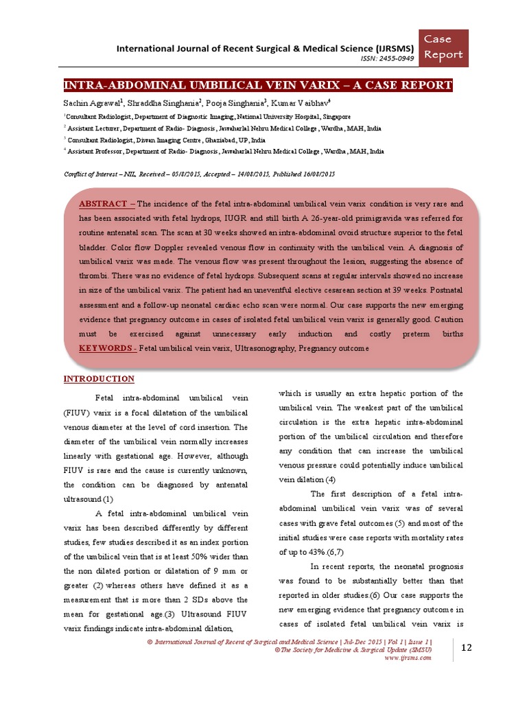 INTRA-ABDOMINAL UMBILICAL VEIN VARIX – A CASE REPORT | Medical ...