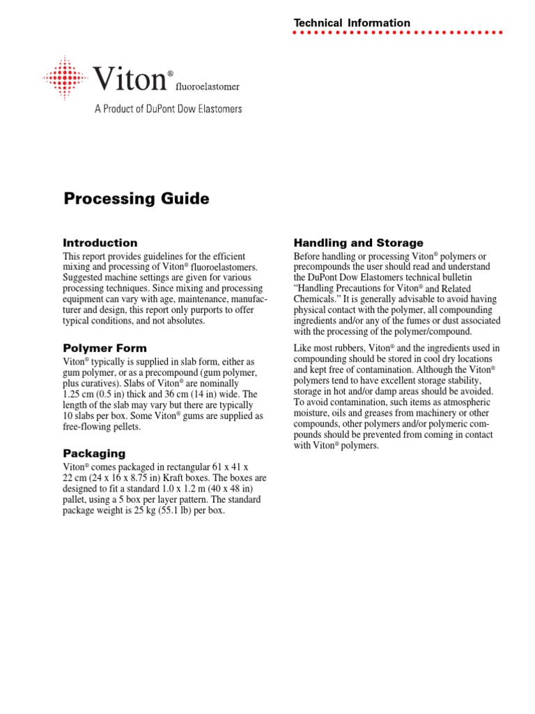Viton - Processing Guide | PDF | Extrusion | Polymers