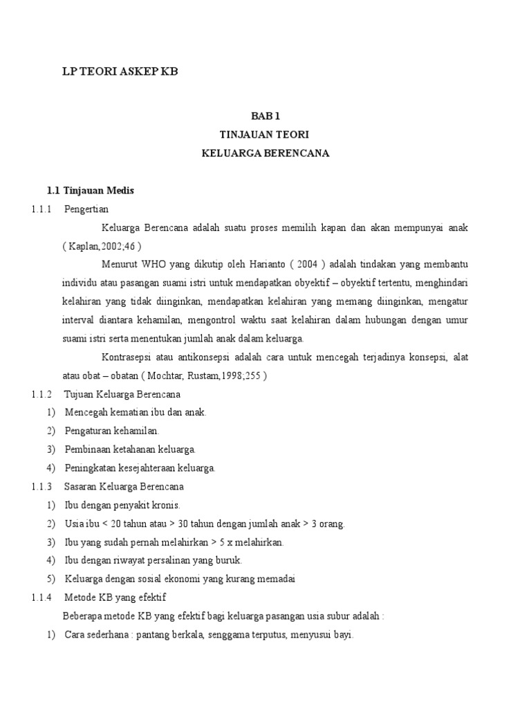 LP Teori Askep KB | PDF