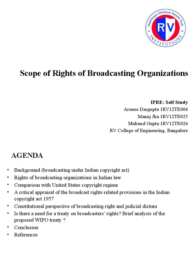 Scope of Rights of Broadcasting Organizations | PDF | Technological ...