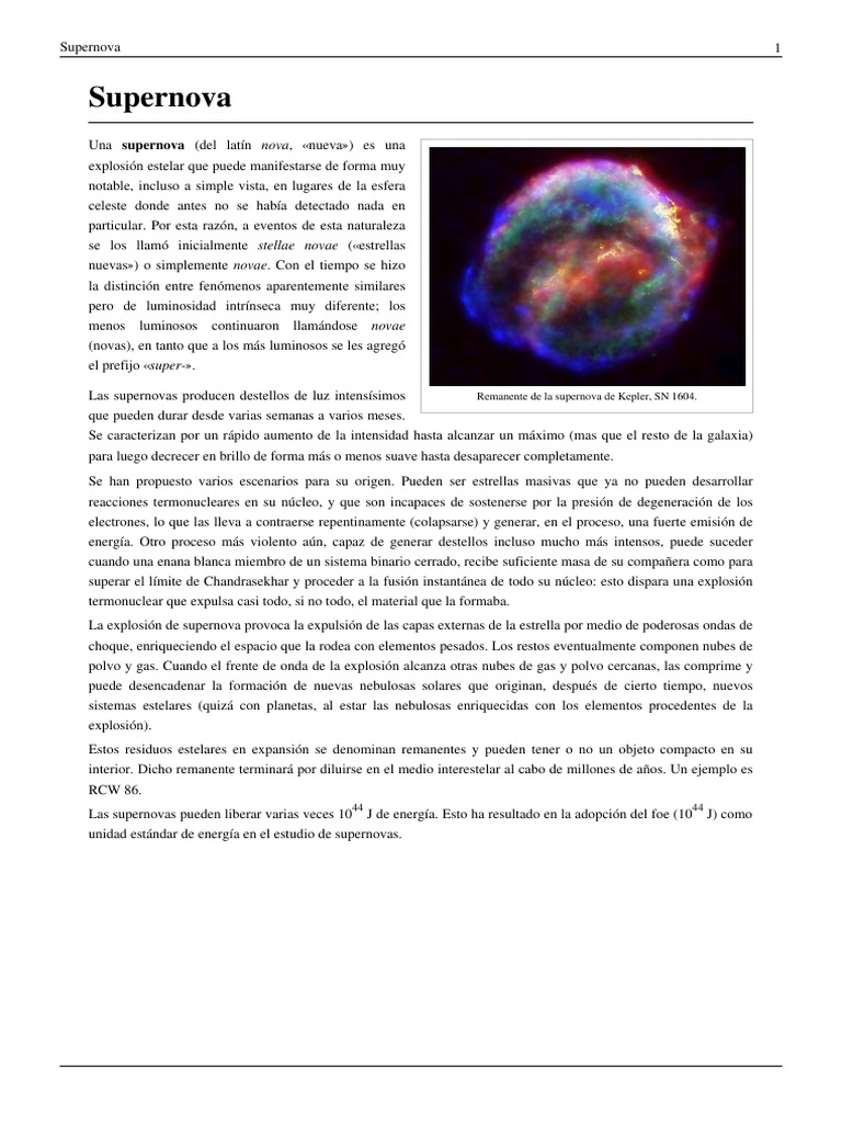 Supernova PDF | PDF | Supernova | Estrellas