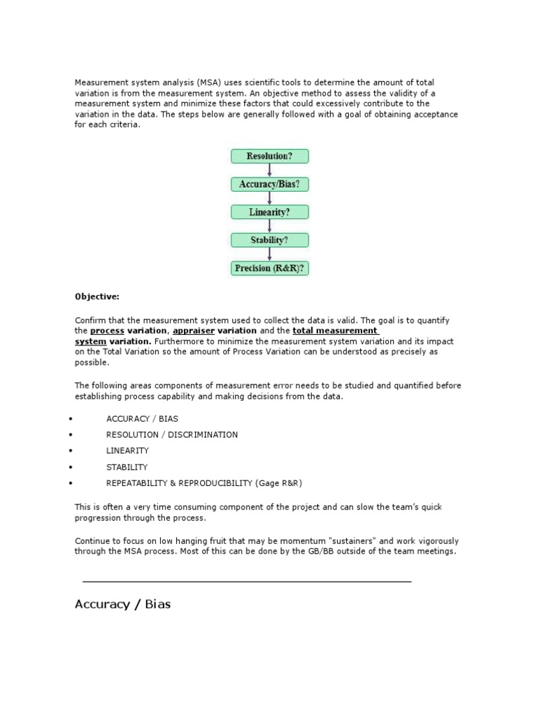 Measurement System Analysis Overview | PDF | Accuracy And Precision ...