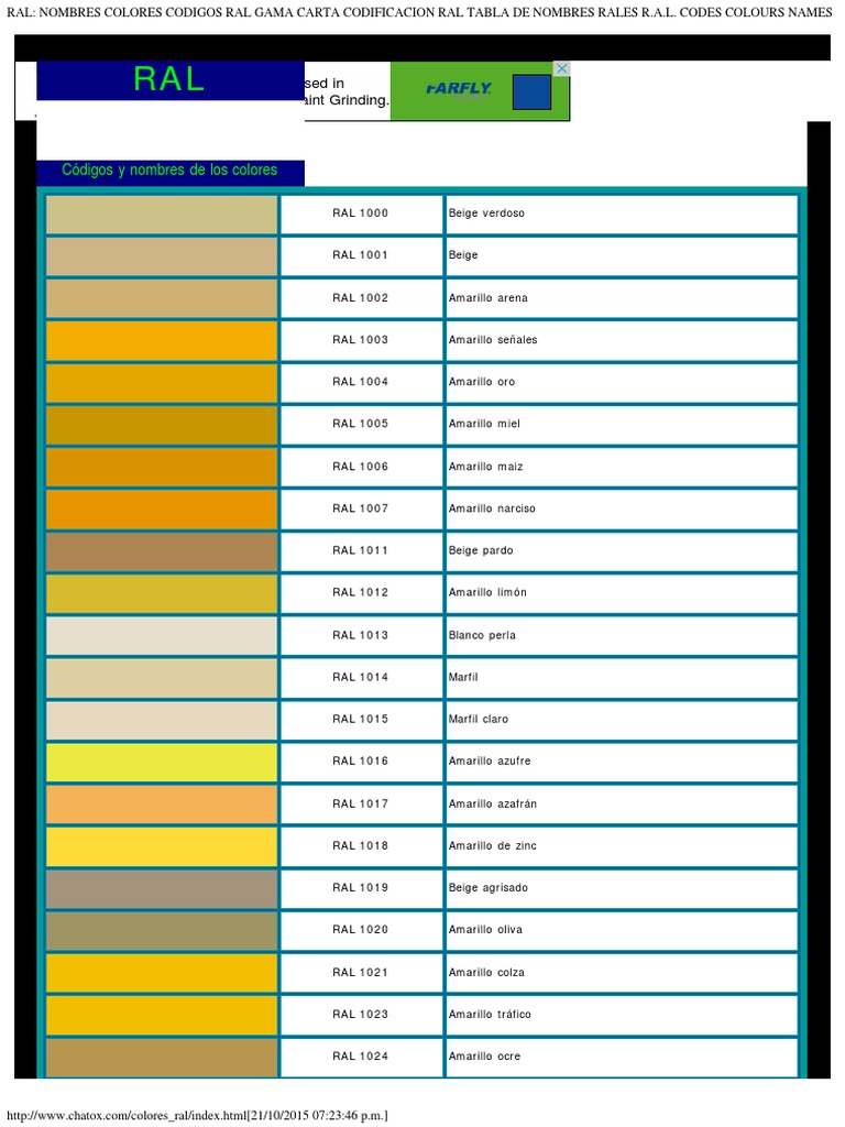 Codigos Ral Gama Carta Codificacion | PDF | marrón | Verde