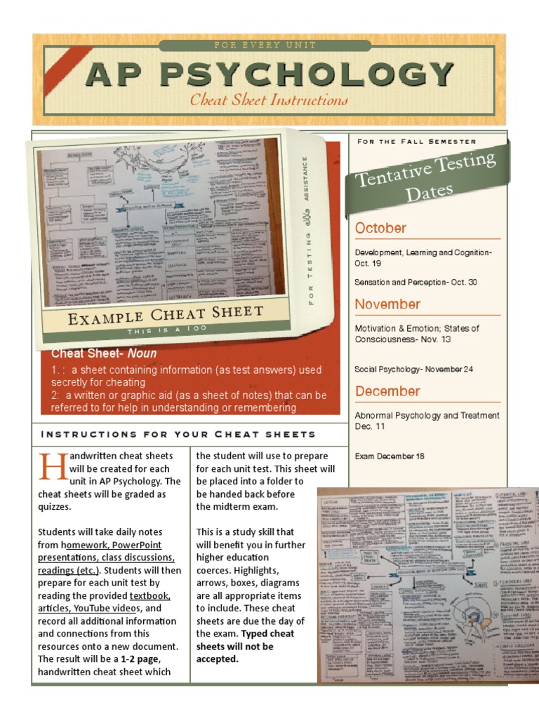 Cheat Sheet Ap Psych | PDF