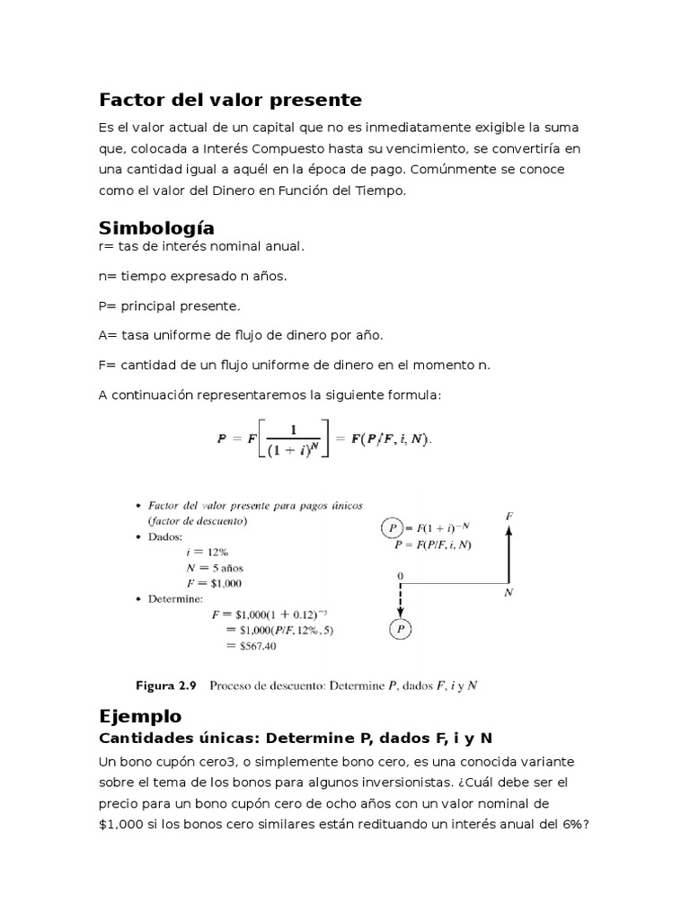 Factor Del Valor Presente | PDF | Interés | Tasas de interés