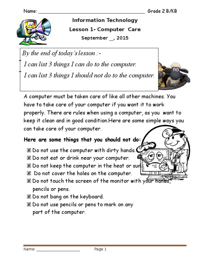 Lesson 1 Computer Care | PDF