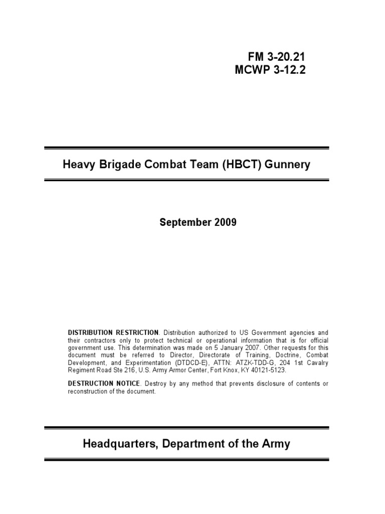 HBCT Gunnery Manual Update 2010 | PDF | Humvee | Ammunition