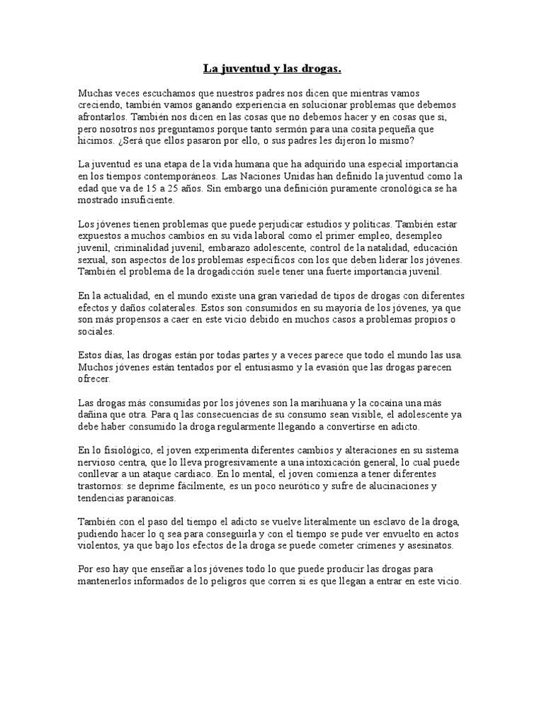 La Juventud y Las Drogas | PDF | Juventud | La dependencia de sustancias