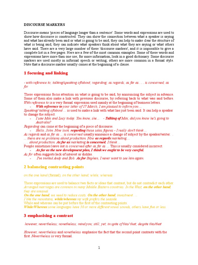 Discourse Markers | Discourse | Public Speaking