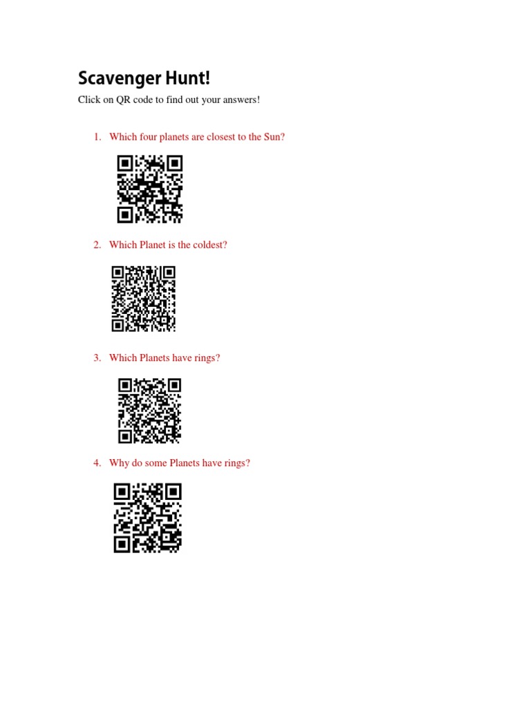 Planet and Star Scavenger Hunt Guide | PDF