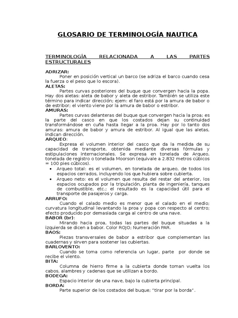 Glosario Terminologia Nautica | PDF | Navegación | Geografía