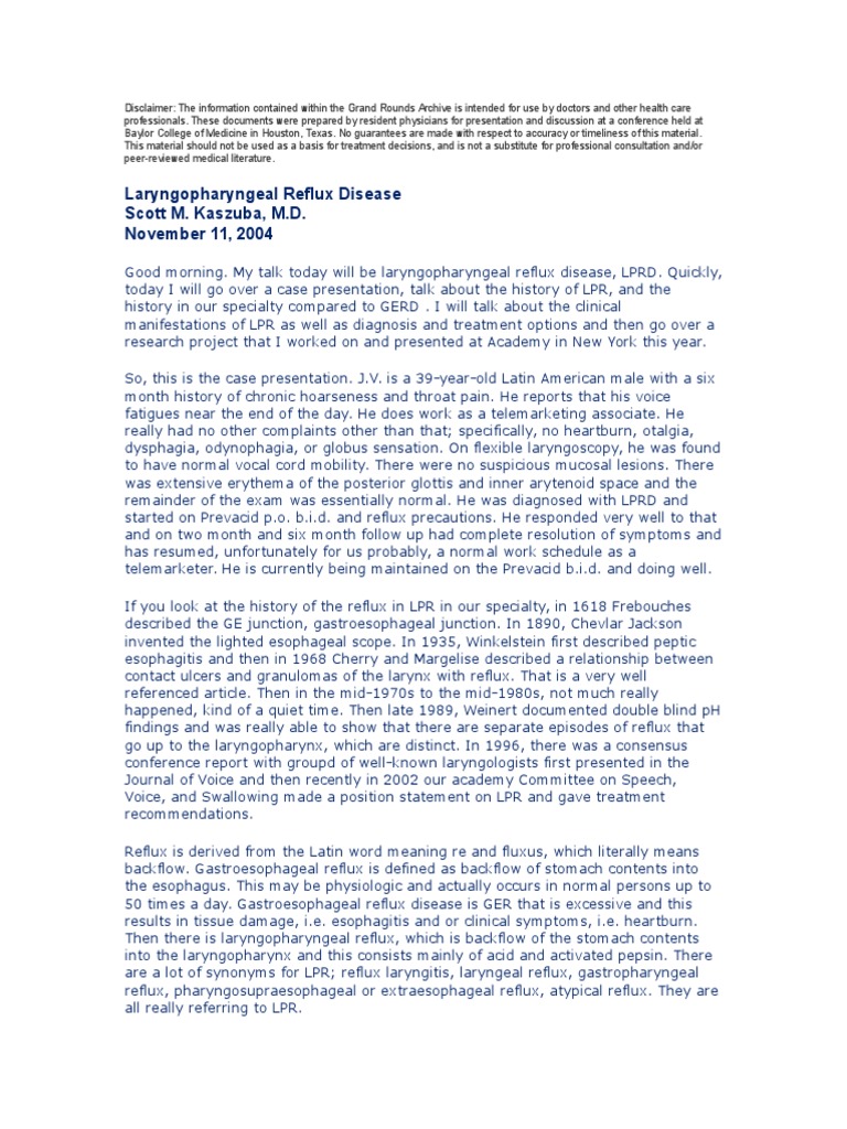LPR | PDF | Gastroesophageal Reflux Disease | Esophagus