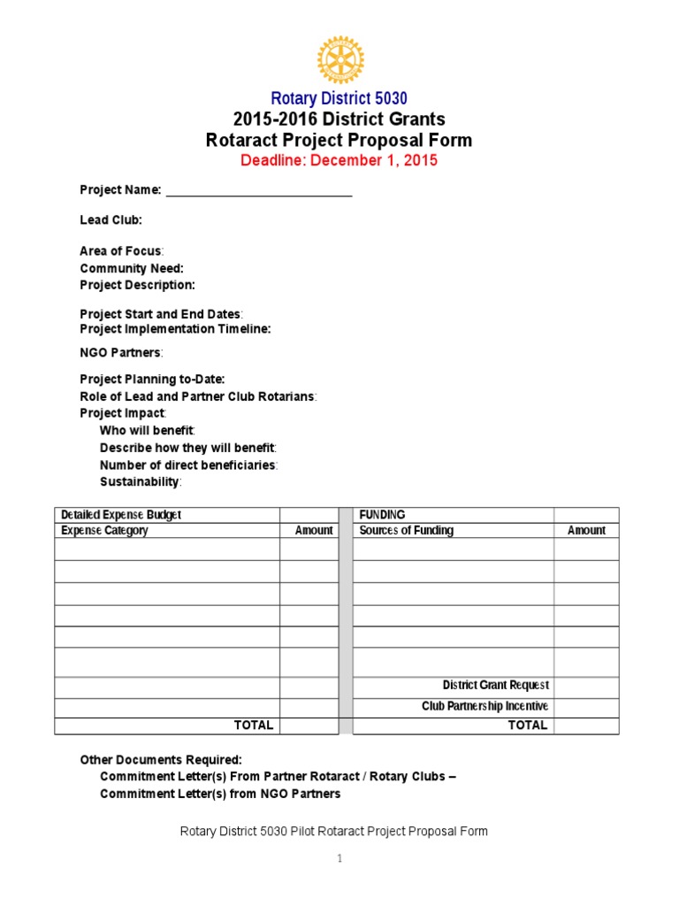 Rotary District 5030 Rotaract Grant Proposal | PDF | Career & Growth ...