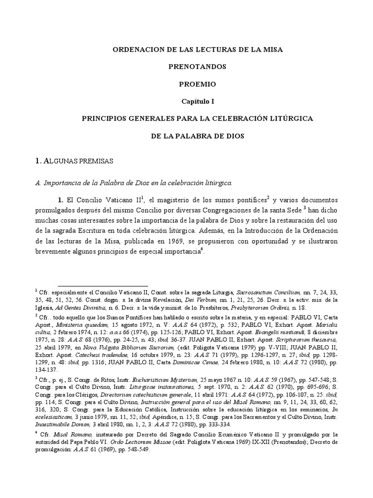 Ordo Lectionum Misae | PDF | Misa (liturgia) | eucaristía