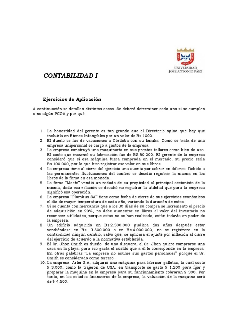 Casos Prácticos de PCGA en Contabilidad | PDF | Negocios | Derecho