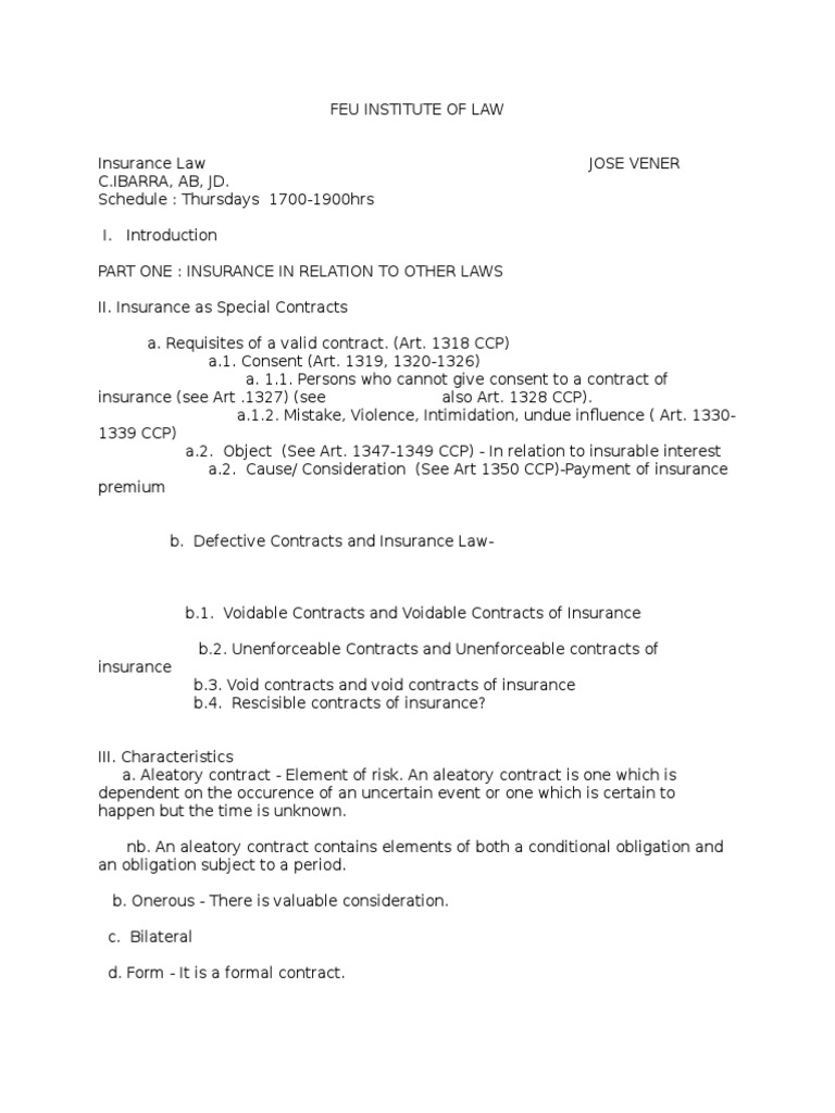 Insurance Lesson Plan FEU Inst of LAw Revised | PDF | Insurance ...