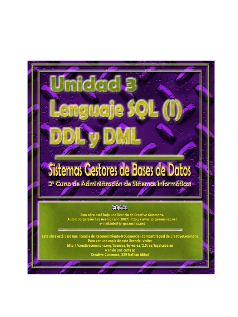 Unidad 3: Lenguaje SQL (I) - DDL y DML | PDF | SQL | Tabla (base de datos)