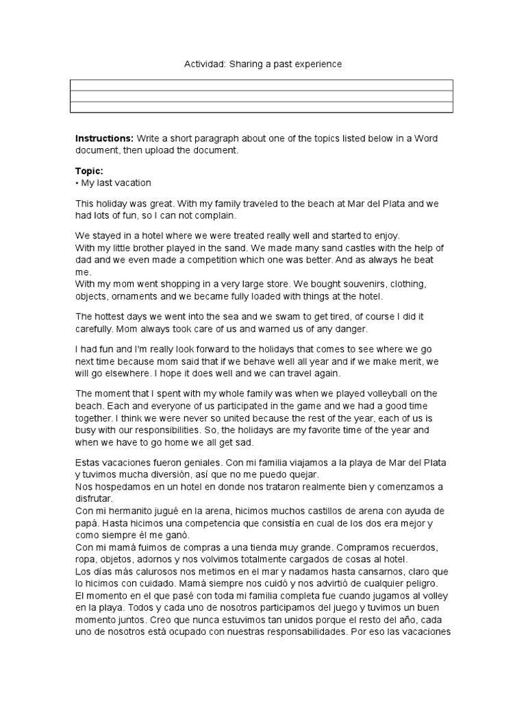 Instructions: Write A Short Paragraph About One of The Topics Listed ...