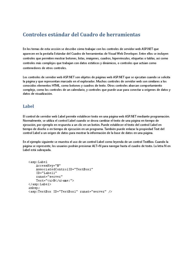 Controles ASP Net | PDF | Servidor web | Internet y web