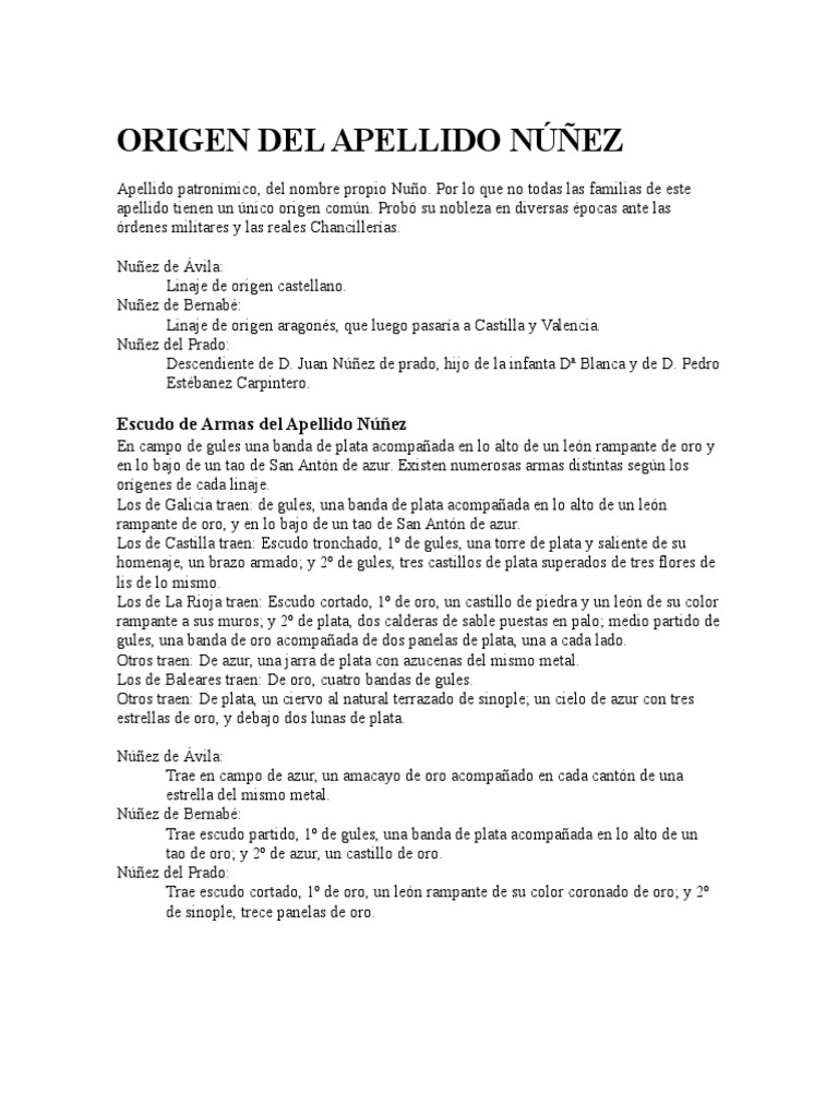 Origen Del Apellido Núñez | PDF | Apellido | Los símbolos
