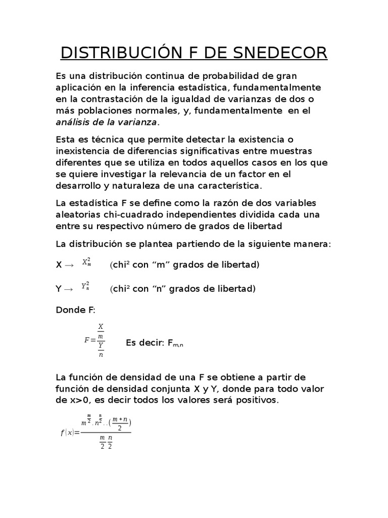 Distribución F de Snedecor | Distribución de probabilidad | Diferencia