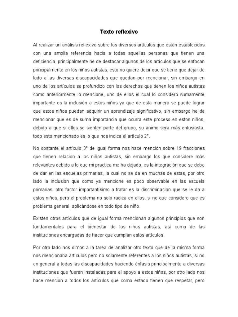 Texto Reflexivo de Articulos