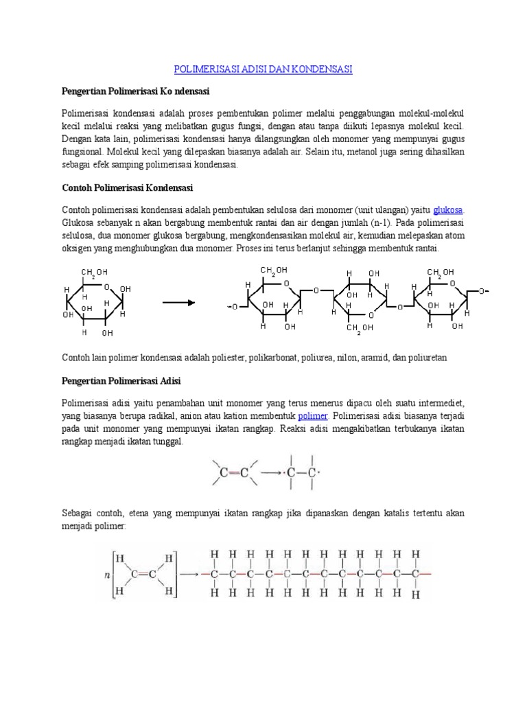 Polimerisasi Adisi Dan Kondensasi | PDF