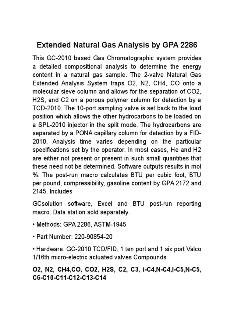 Extended Natural Gas Analysis by GPA 2286 | PDF | Science & Mathematics ...