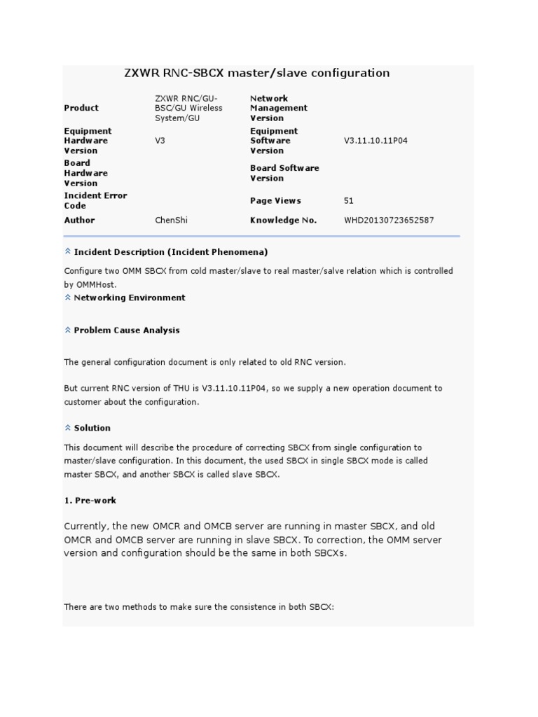 Master/Slave Configuration for SBCX | PDF | Oracle Database | Zip (File ...