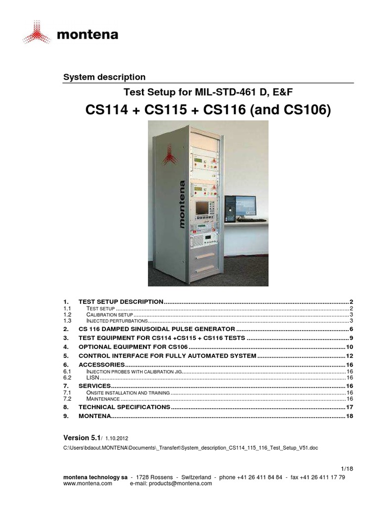 System Description CS114 115 116 Test Setup V40 | Electromagnetic ...
