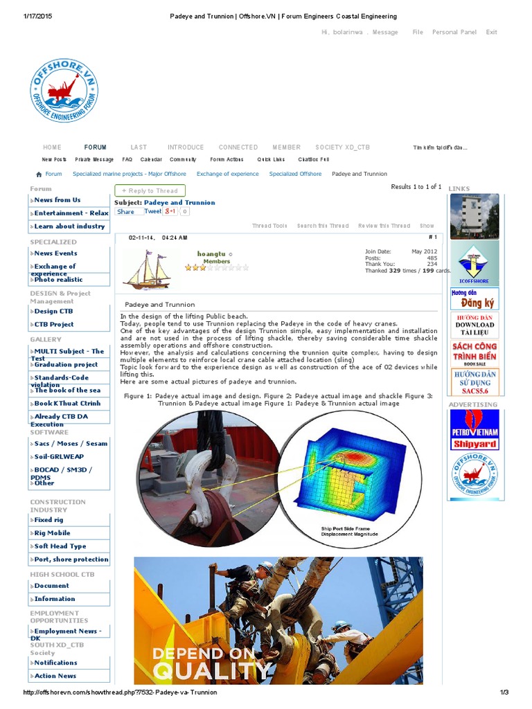 Padeye and Trunnion - Offshore | PDF | Internet Forum | Cyberspace