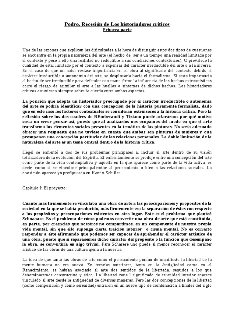 Recesión de Michael Podro | PDF | Georg Wilhelm Friedrich Hegel | Pinturas