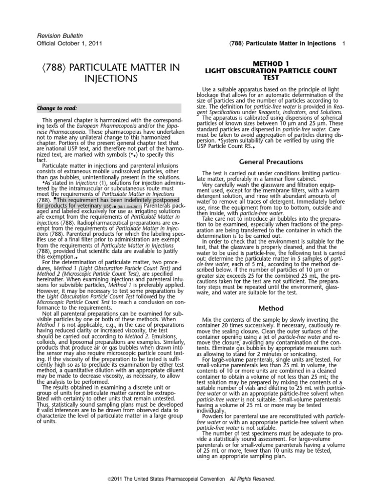 Usp 788 | PDF | Membrane Technology | Filtration