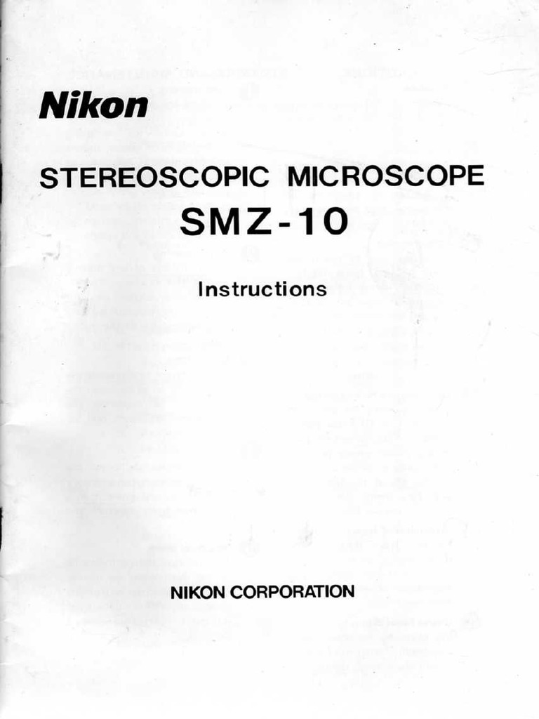 Manual Nikon Stereoscopic Microscope SMZ-10 | PDF
