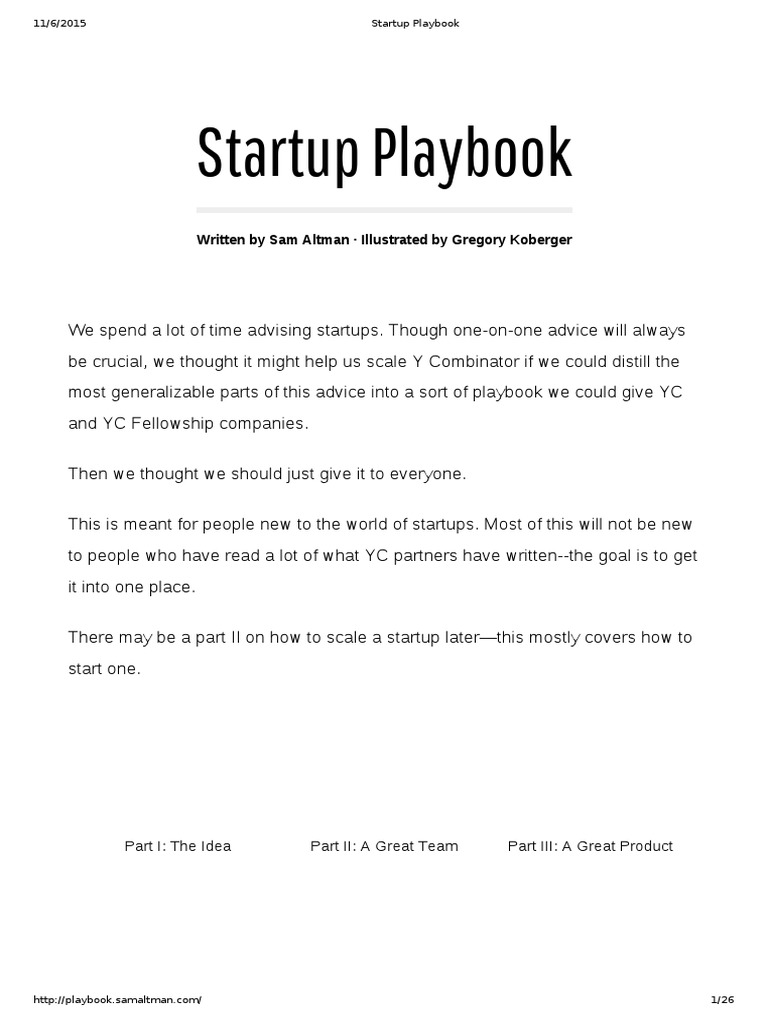 Startup Playbook | PDF | Startup Company | Small Business & Entrepreneurs
