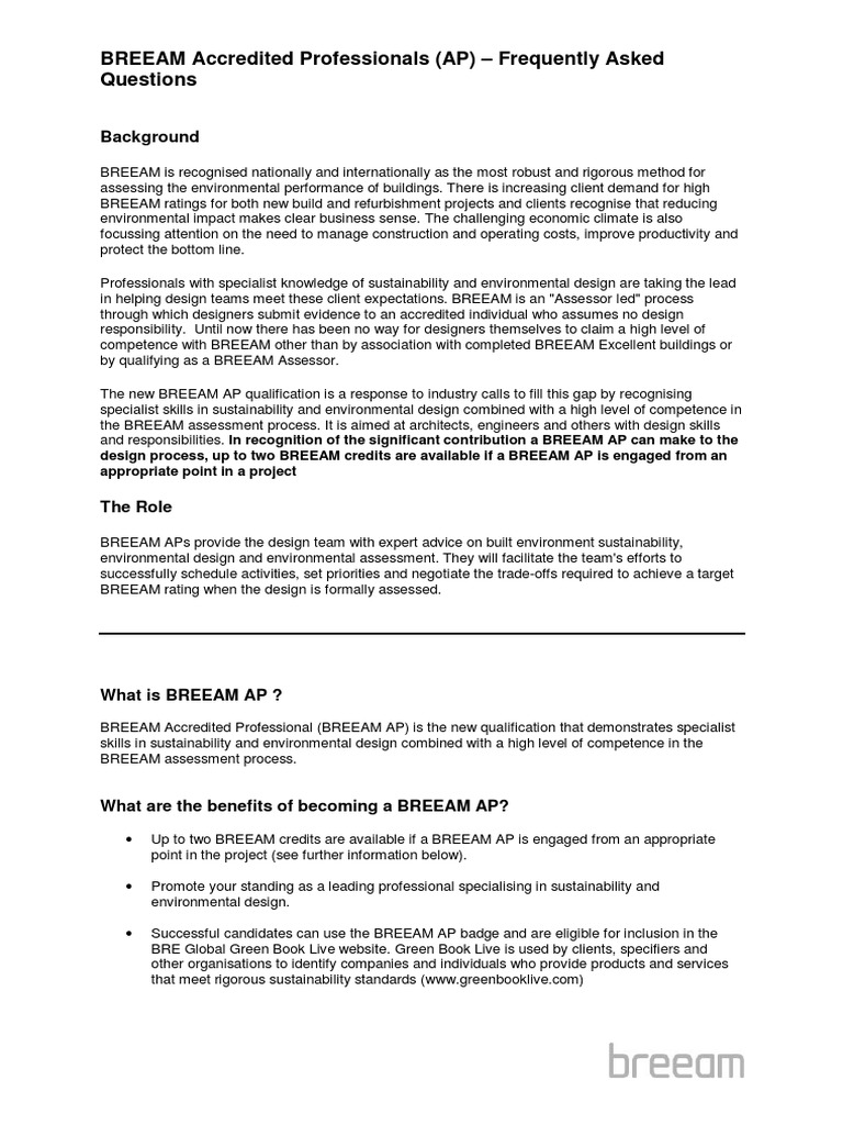 Breeam AP Faq | Download Free PDF | Sustainability | Cognition