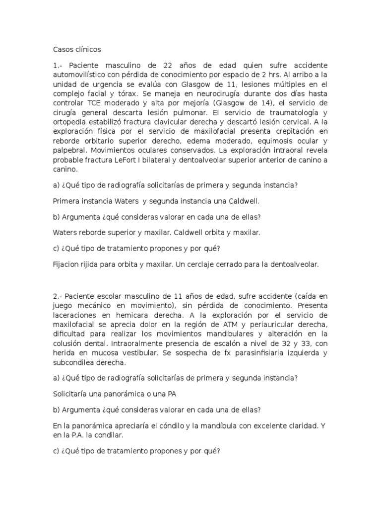 Ejemplos de Casos Clinicos | PDF | Cabeza y cuello humanos | Medicina