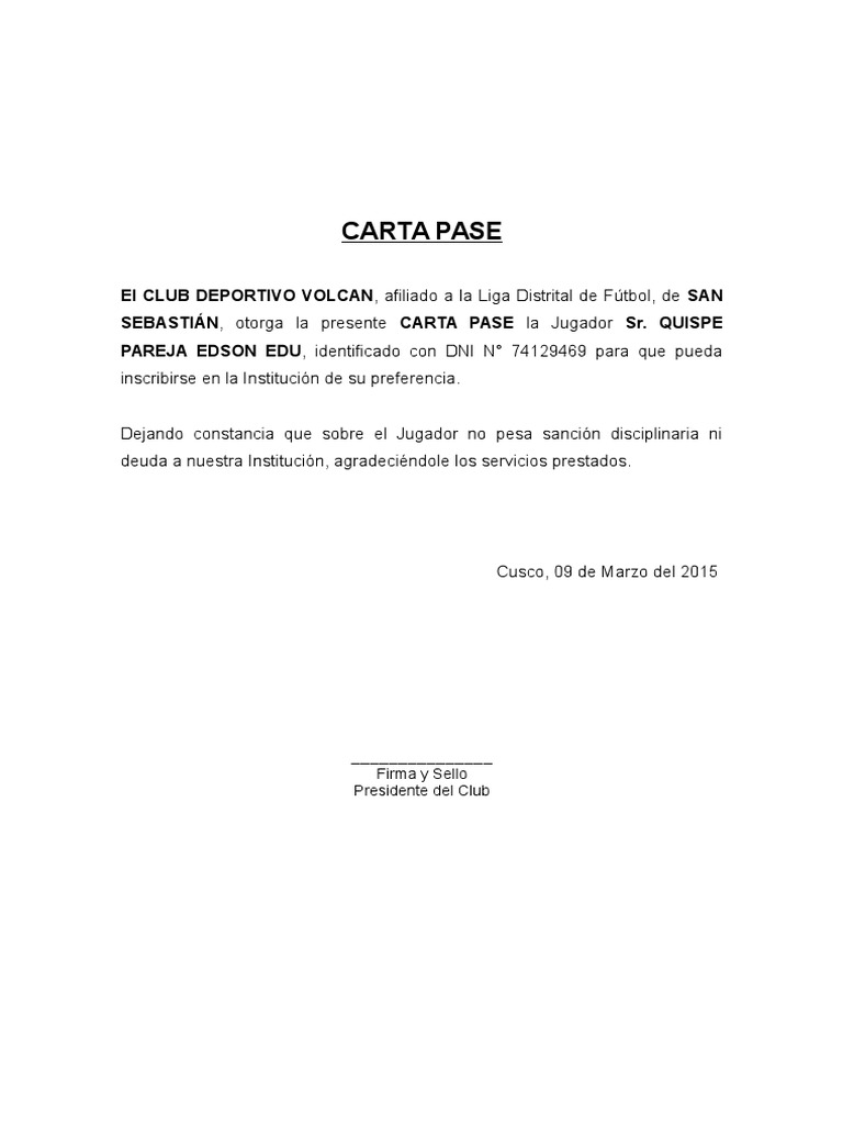 Carta Pase | PDF