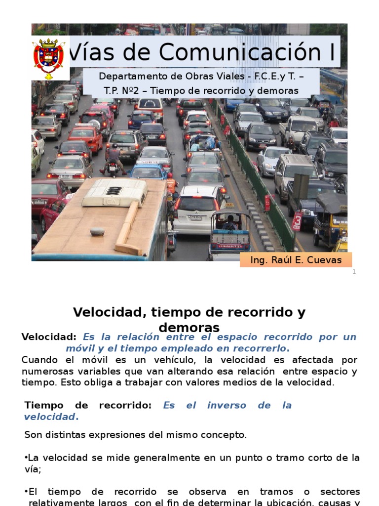 Clase TP2 Tiempo de Recorrido y Demoras | PDF | Velocidad | Calle