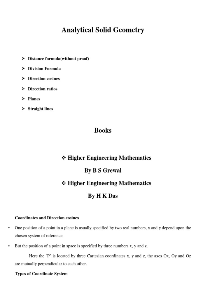 Analytical Solid Geometry | PDF