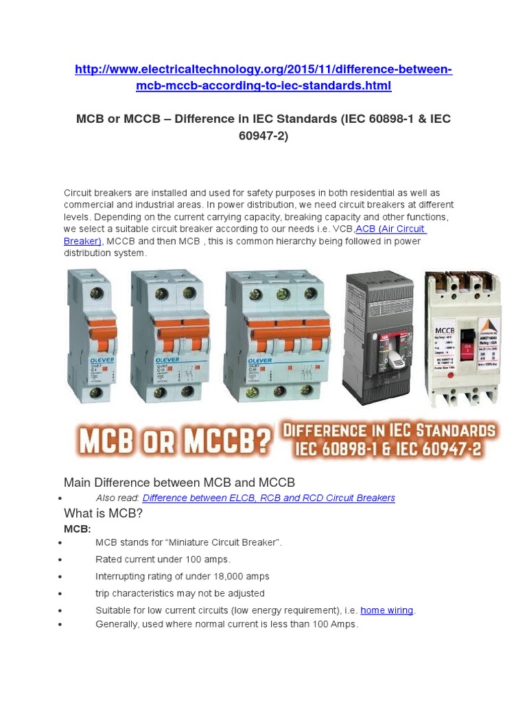 MCB or MCCB | PDF | Electrical Components | Manufactured Goods