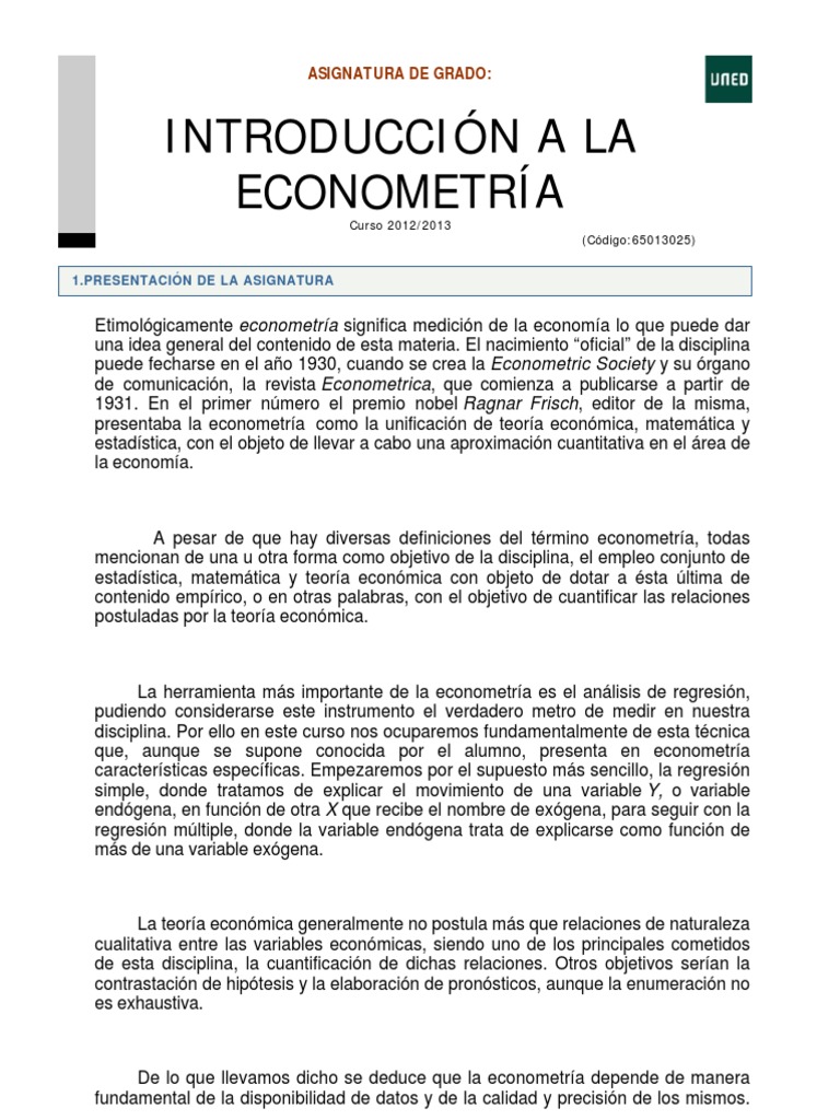 Introduccion A La Econometria | PDF | Econometría | Estadísticas