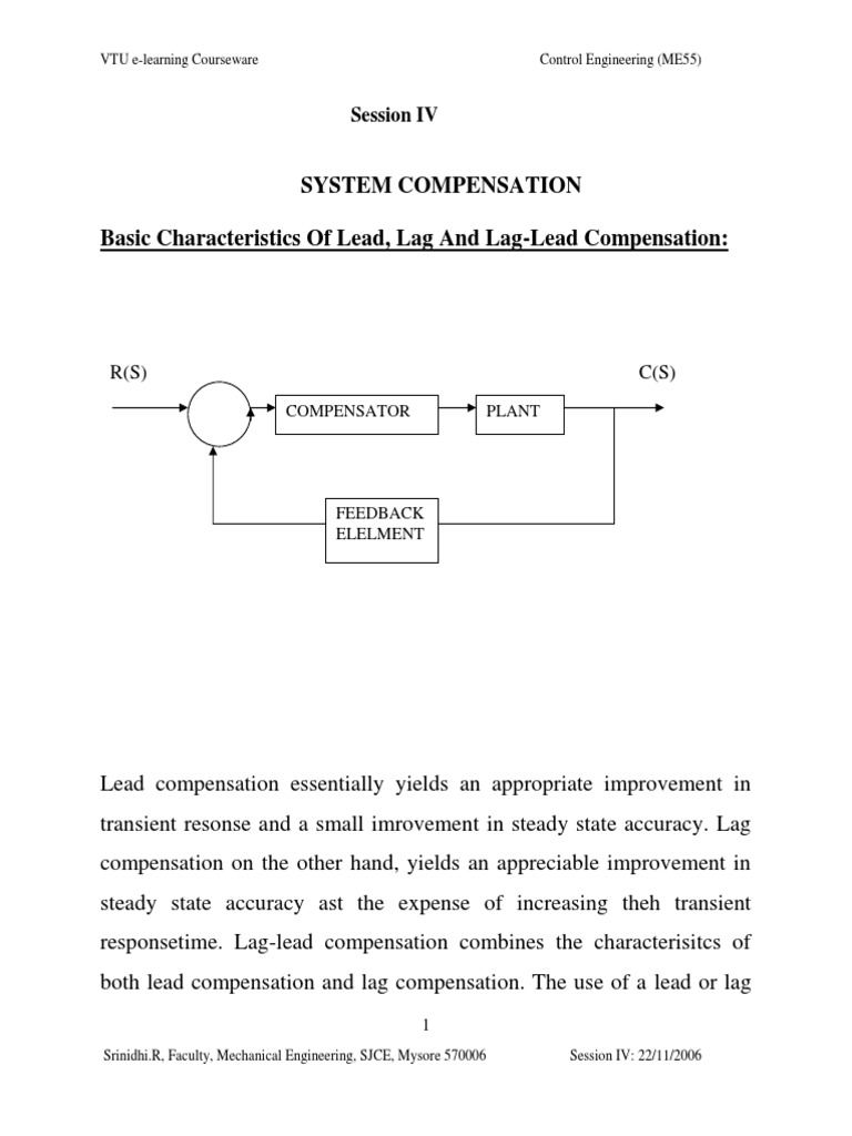9 Basic Characteristics of Lead, Lag and Lag-Lead Compensation | PDF ...