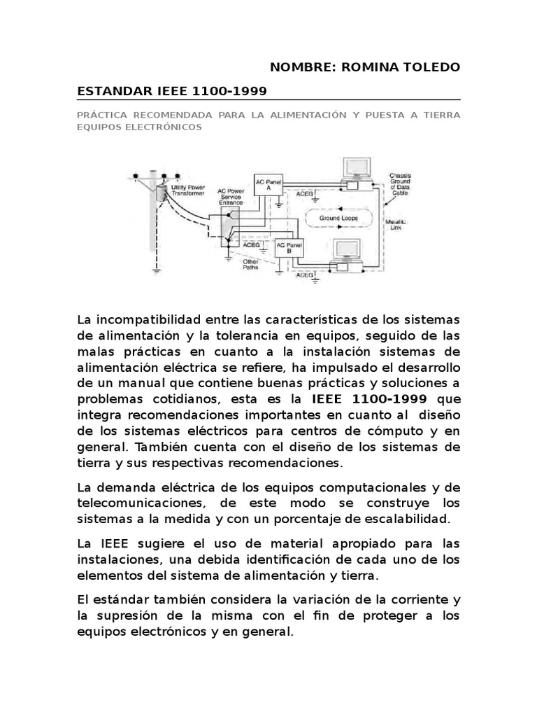 IEEE 1100-1999: Guía de Alimentación y Tierra | PDF | Tecnología