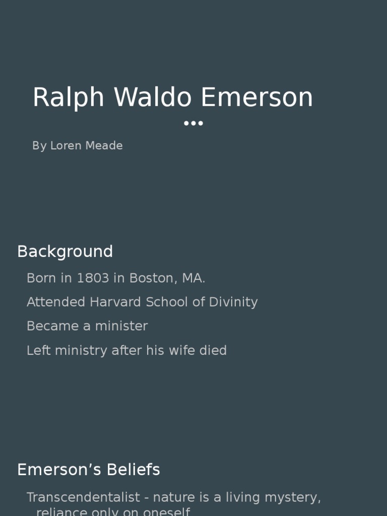Ralph Waldo Emerson: Transcendentalism Insights | PDF