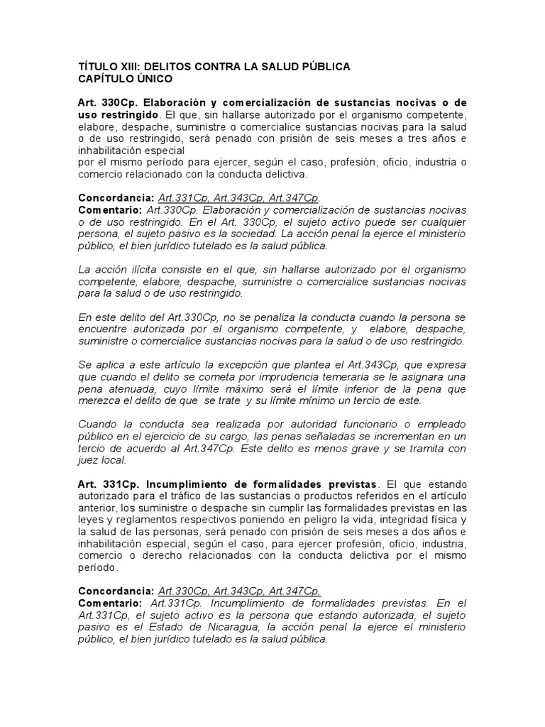 Delitos Contra La Salud Pública Pdf Castigos Delito
