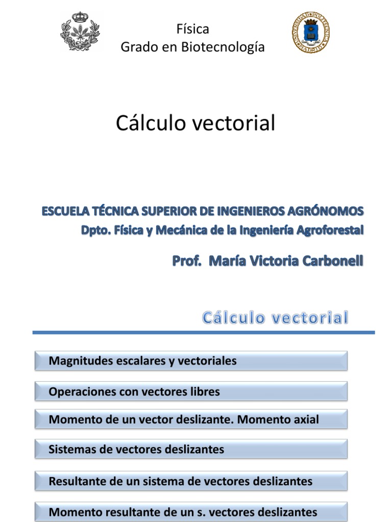 Cálculo Vectorial Presentación | PDF | Vector Euclidiano | Espacio vectorial