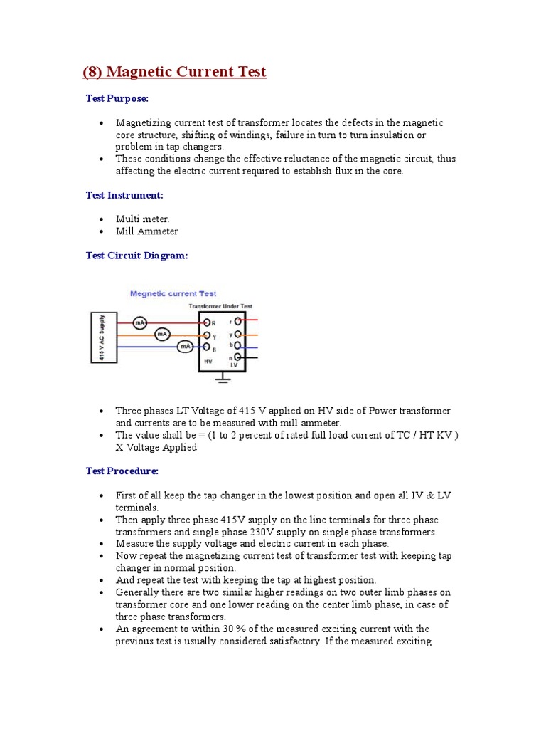 Magnetic Current Test | PDF | Transformer | Electric Current